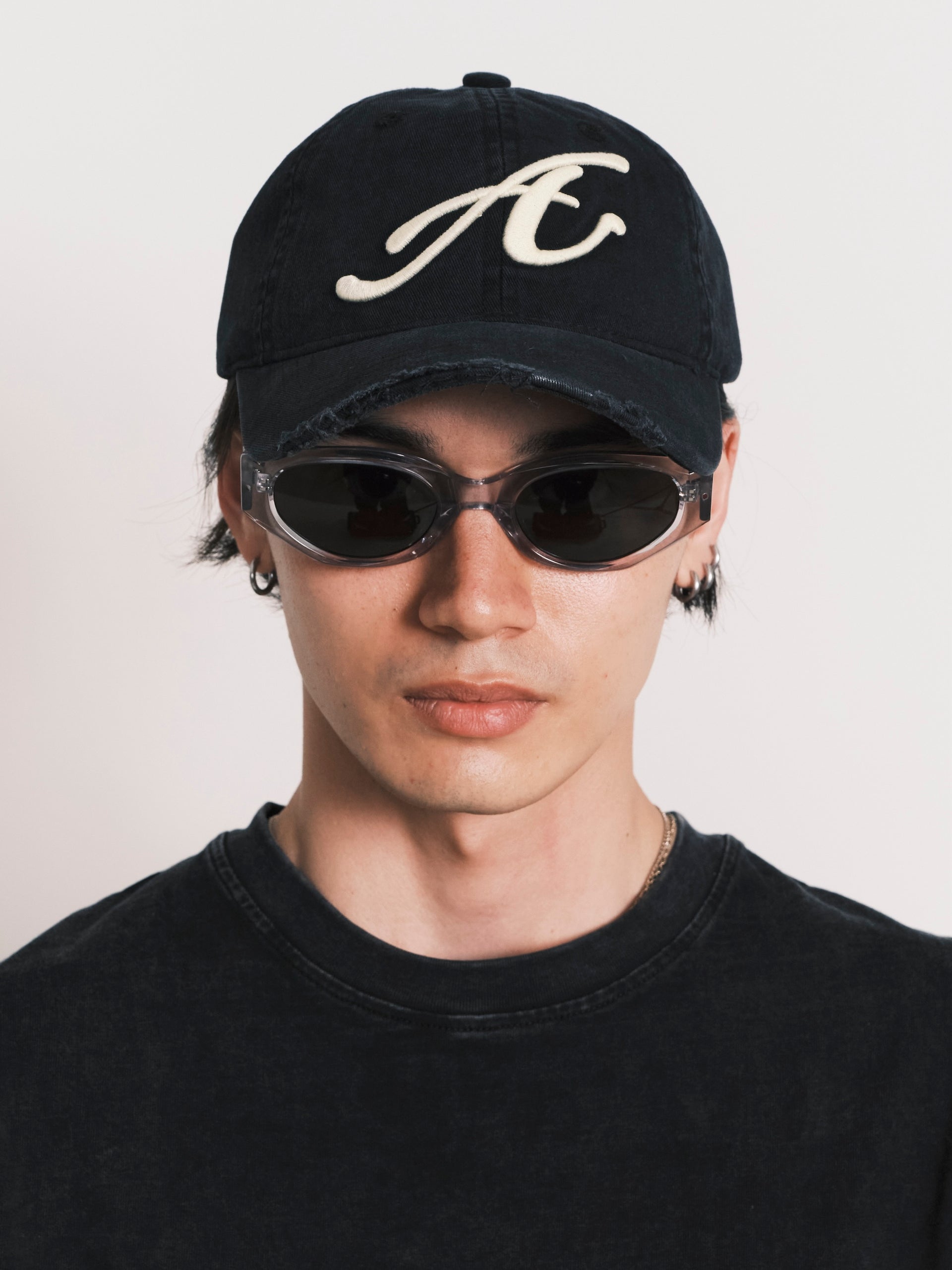 ANOWHEREMAN / Raw Edge Baseball Cap Black - Road Sign